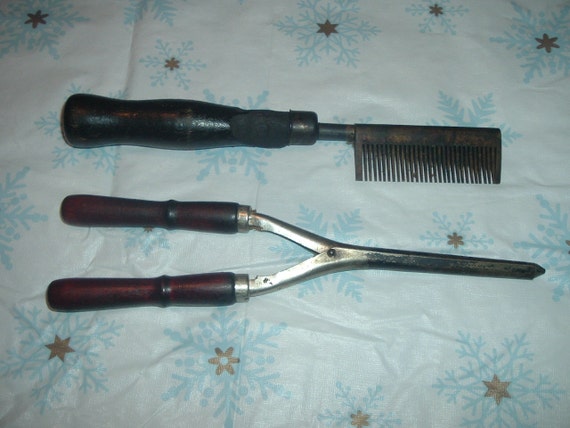 vintage hot comb and curling iron