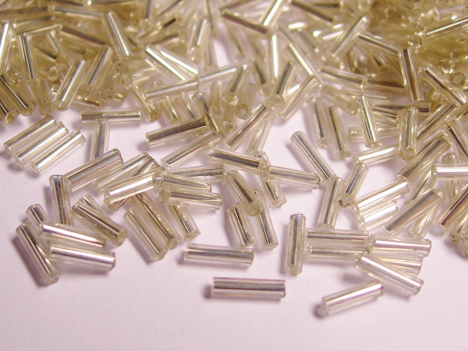 Glass tube bead 500 beads 9mm silver metallic by fallinlovegems