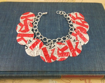 Recycled Soda Pop Tops. Upcycled Statement Bracelet by jillmccp