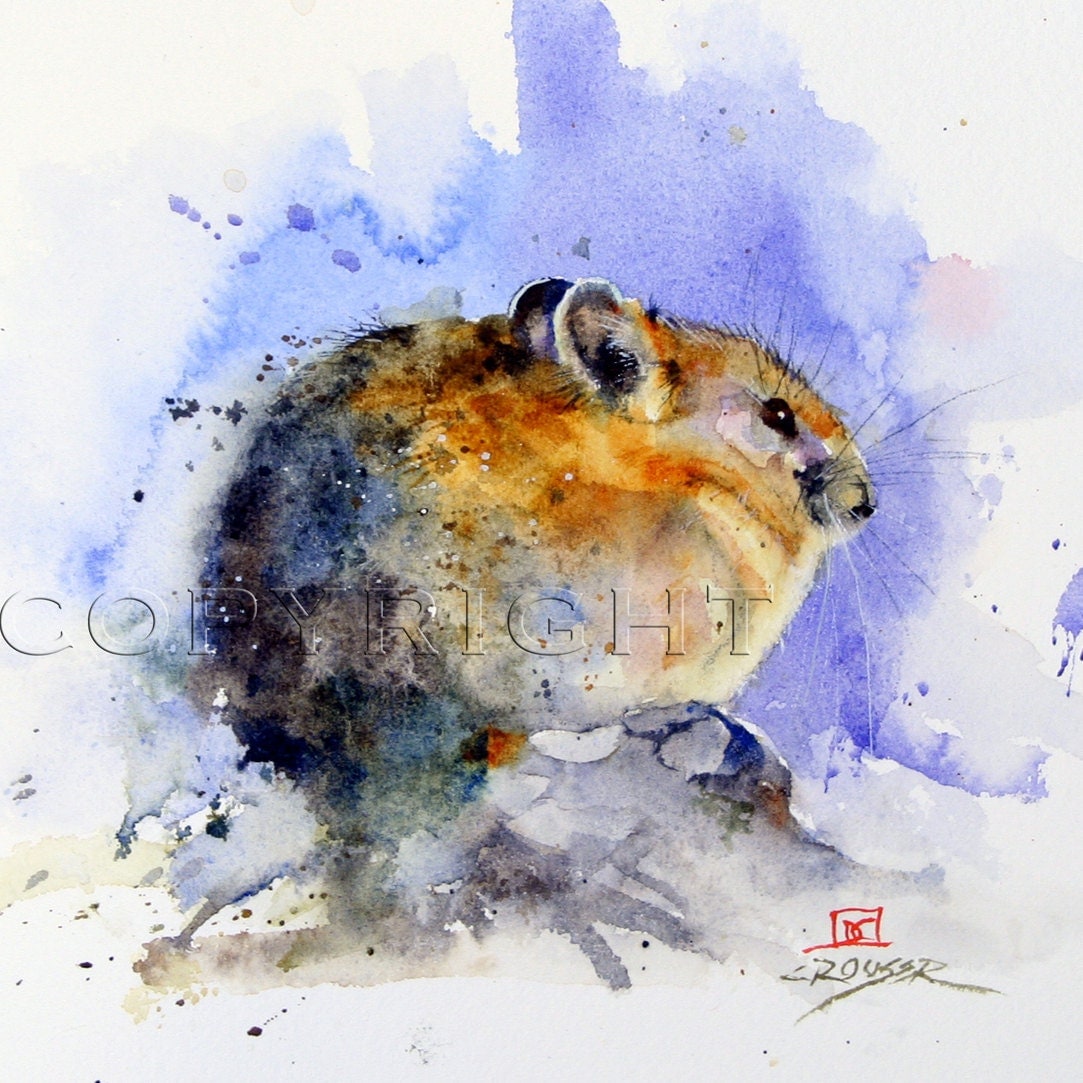 PIKA Mouse Watercolor Print by Dean Crouser