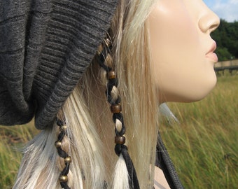 Skull Hair Jewlery Black Leather Hair wraps SKULL by Vacationhouse