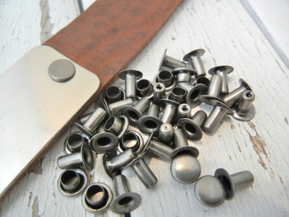Items similar to Extra Small Single CAP Rivets - ANTIQUE Nickel Plated ...