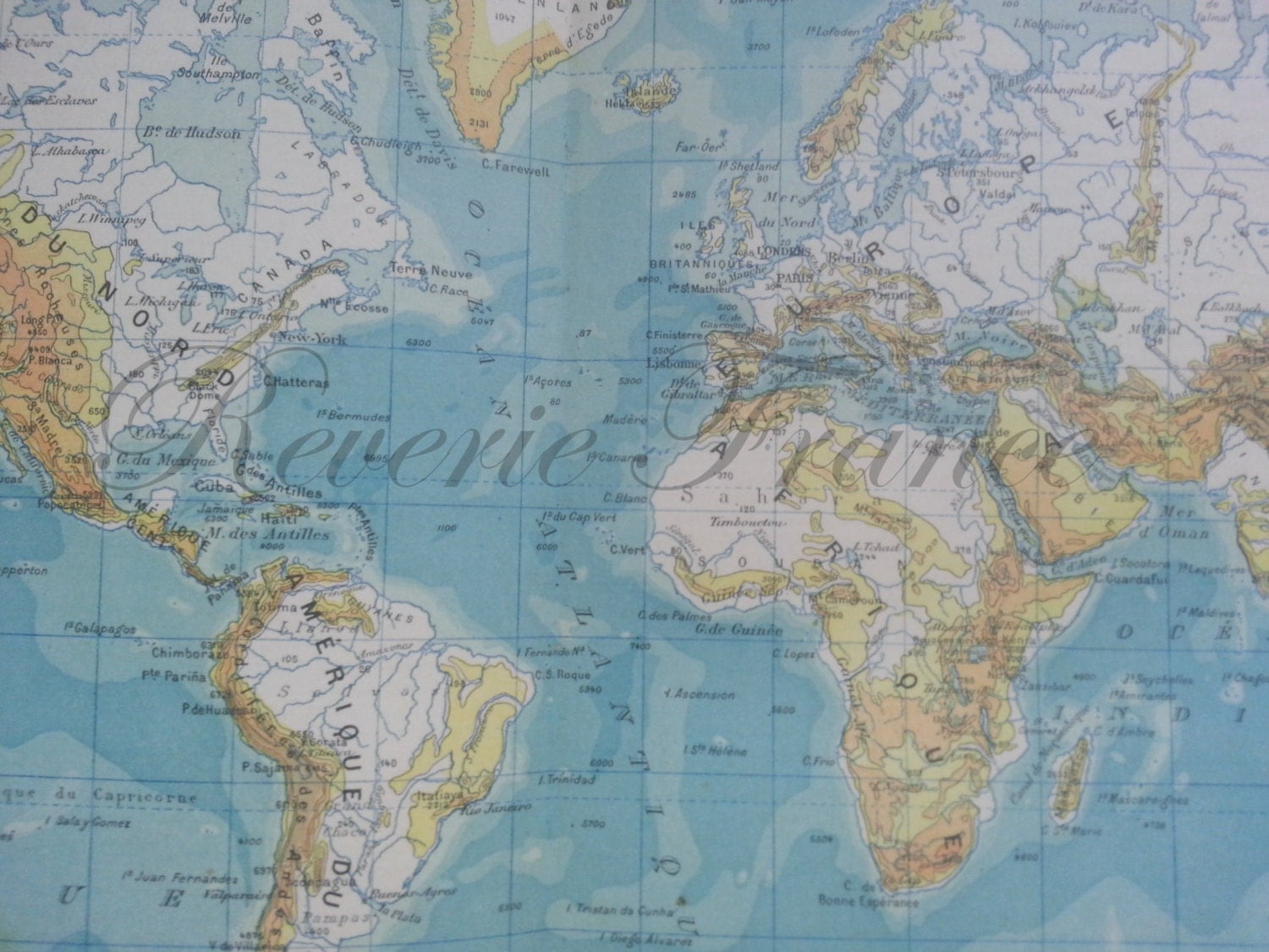 Antique Map of the World 1890 Large map of the by reveriefrance