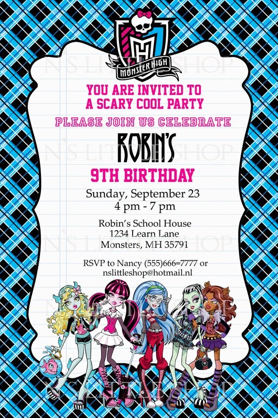 Monster High Birthday Invitations Printable