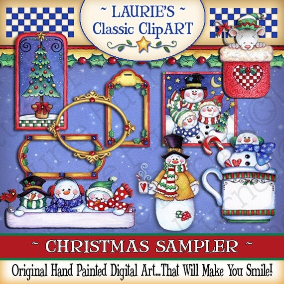 Christmas Digital Art Santa clipart by lauriefurnelldesigns