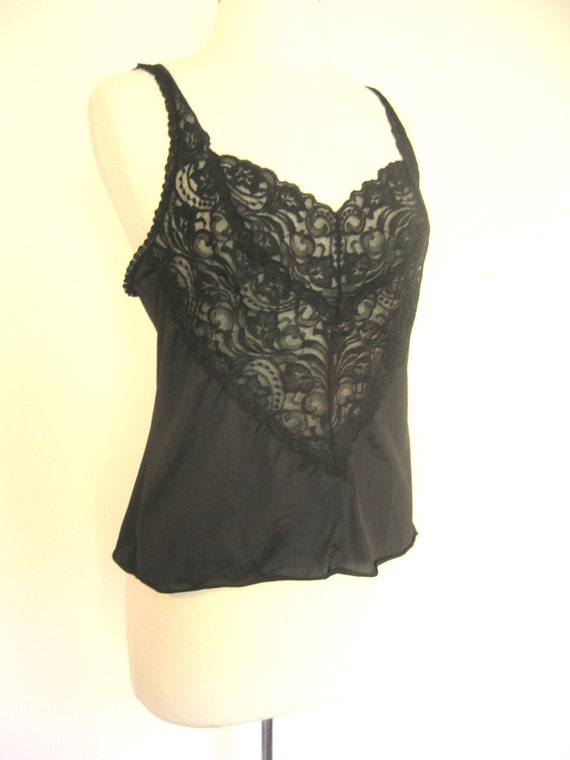 Vintage Sheer Lace Black Camisole Sz L