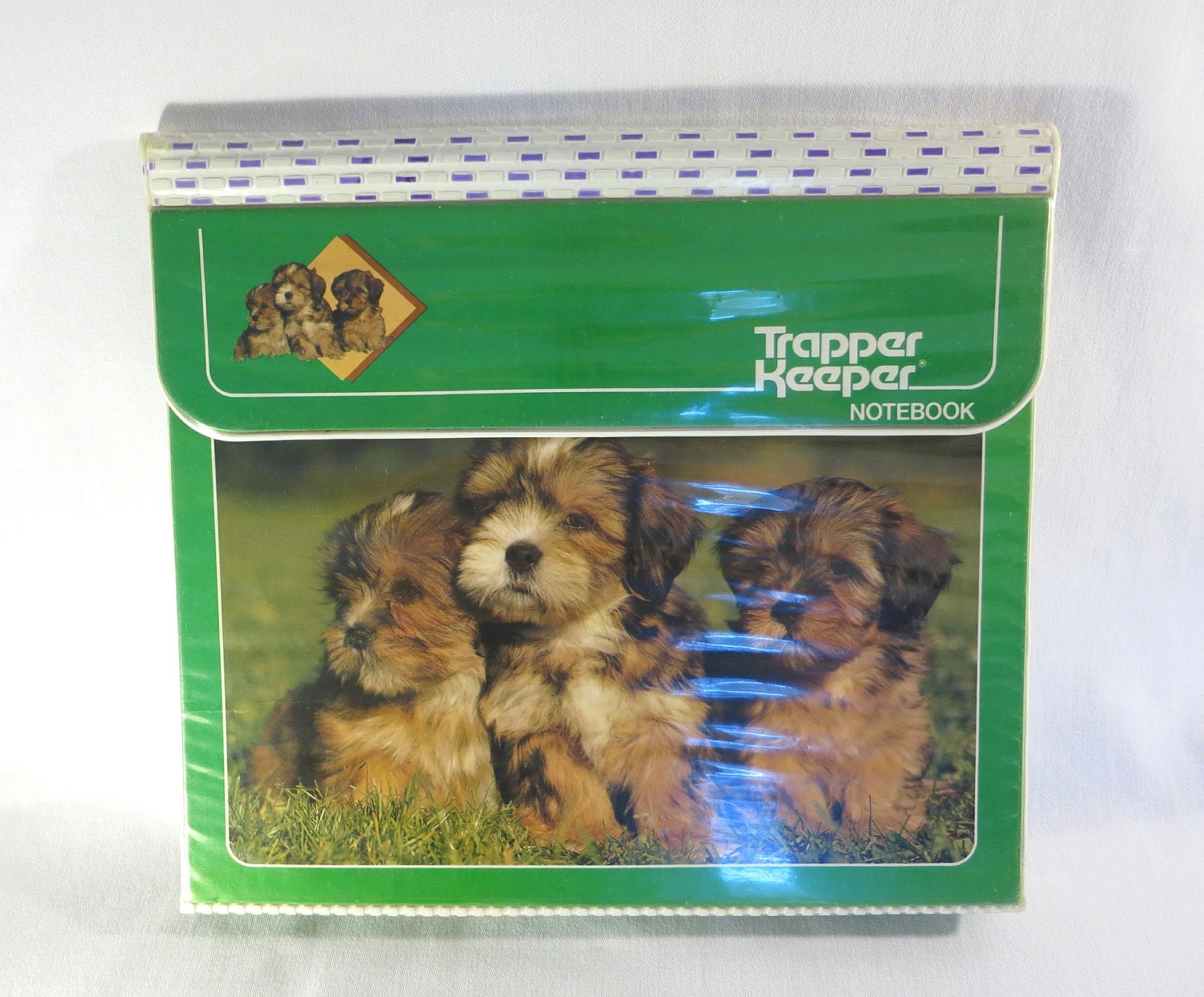 Vintage 1980s Trapper Keeper with Three Puppies Pictured 80s