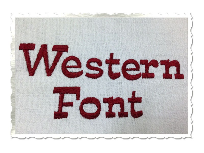 Western Machine Embroidery Font Monogram Alphabet 3 Sizes