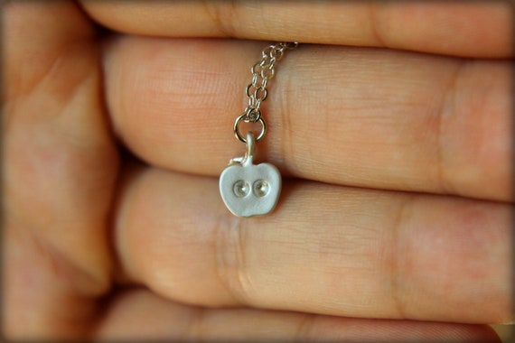 Items similar to Apple Necklace in Matte Silver on Etsy