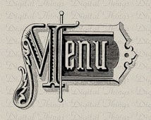 Unique typography menu related items | Etsy