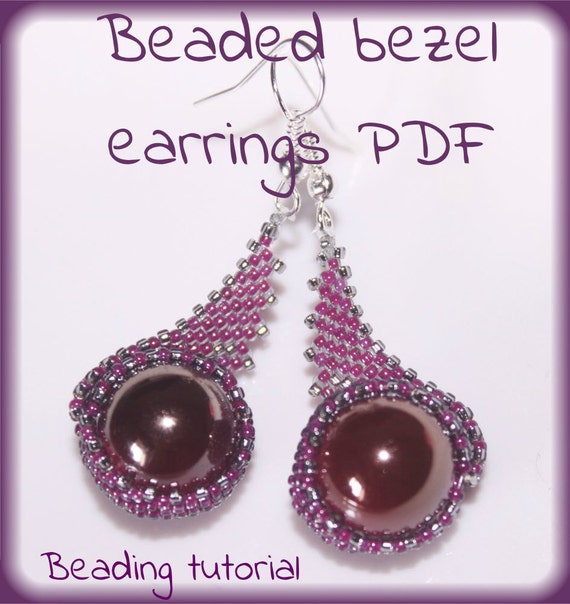 Beaded Bezel earrings beading pattern tutorial PDF