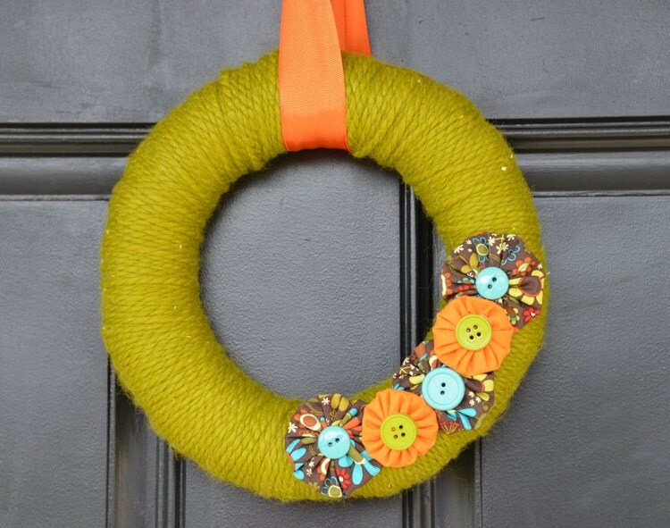 Autumn or Fall Wreath-Chartreuse Green and by KutItOutCrafts