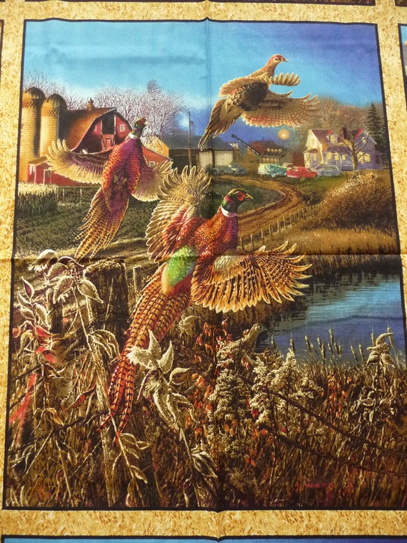 Quilt Fabric Pheasant Fabric Panel Farm Fabric Panel