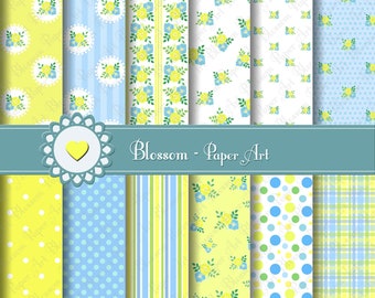 Digital Paper Yellow Digital Paper Pack Damask by blossompaperart