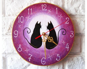 Cat wall clock | Etsy