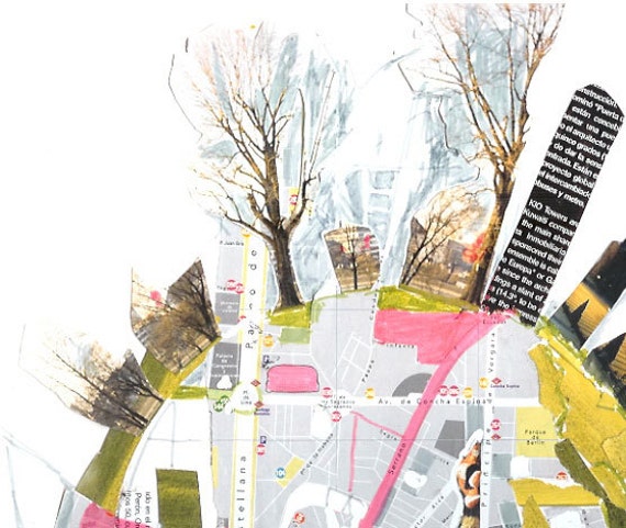 Items similar to Cityscape Art print from collage on Etsy