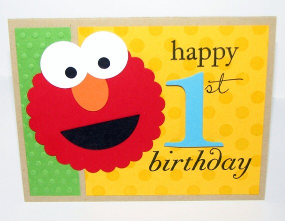 1st Birthdat Elmo Printable Birthday Cards