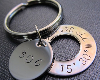 Personalized Guitar Pick Key Ring Aluminum Hand Stamped Key