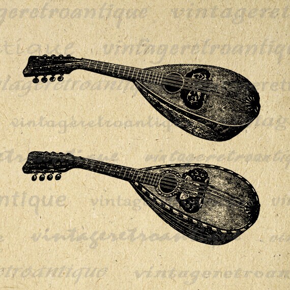 Printable Digital Mandolin Guitars Graphic by VintageRetroAntique