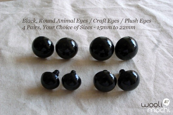 Items similar to 15mm to 22mm Large-Size, Black, Round, Acrylic Animal ...