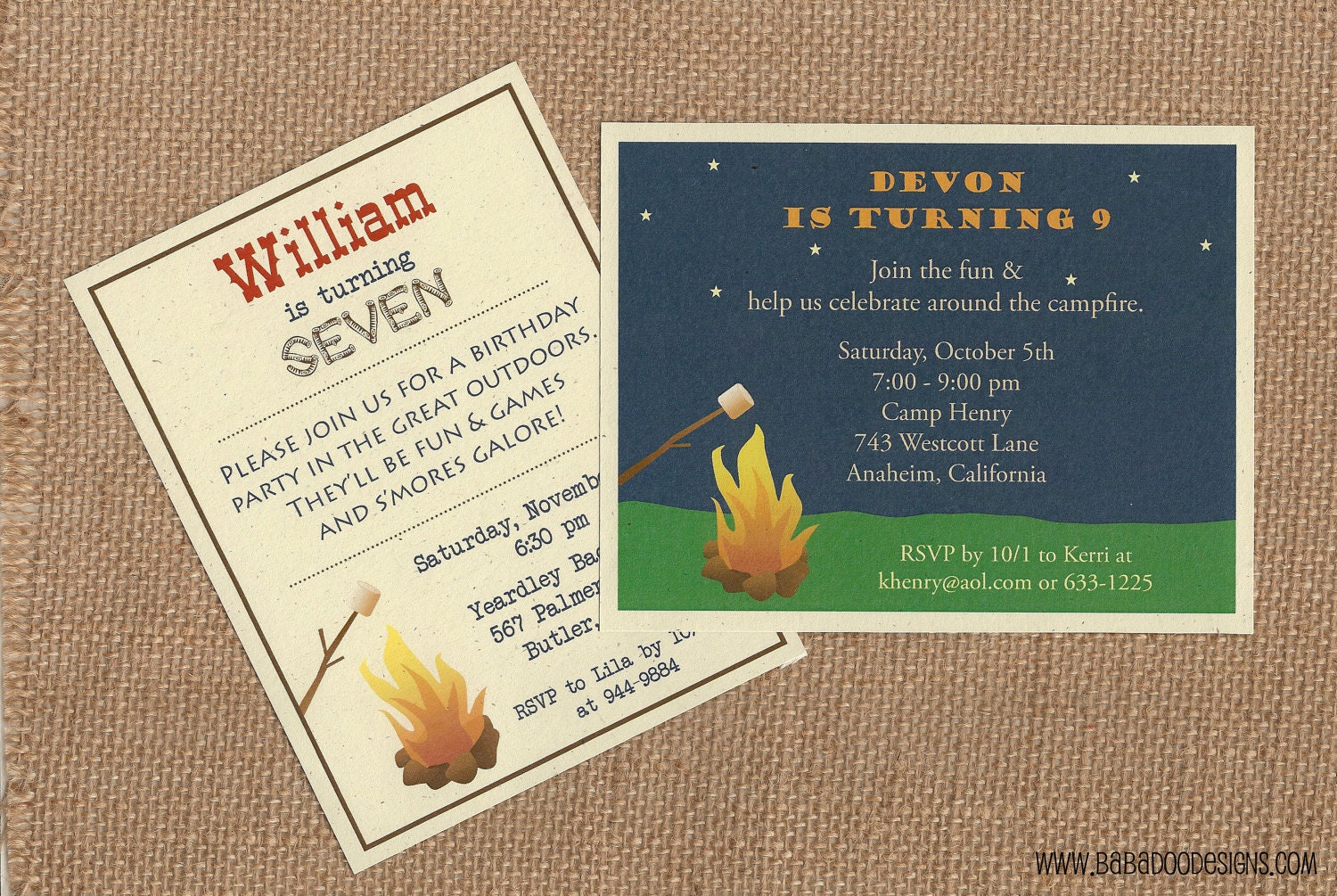 S'MORE CAMPFIRE CAMPING Birthday Adult Invitation