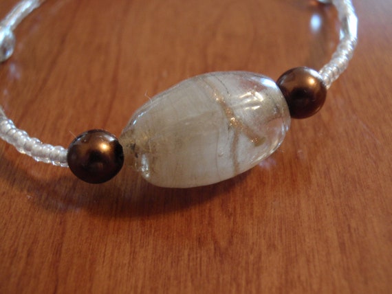 Items Similar To Czech Glass Beaded Bracelet Silver Toggle Gold Bronze