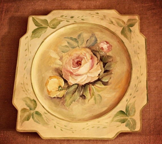 Items similar to Romantic White Rose Plate on Etsy