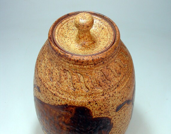 Stoneware Pottery Cookie Jar Large Bison Buffalo Ceramic