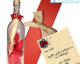 Heart of Roses Romantic Message In A Bottle Gift