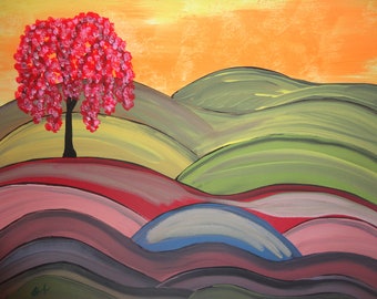 ORIGINAL Abstract Landscape Painting Acrylic by NatureParadise