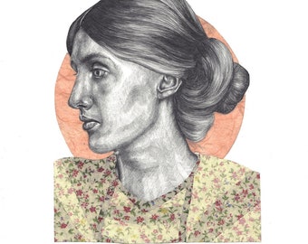 Items similar to Virginia Woolf portrait drawn on an aged dictionary ...