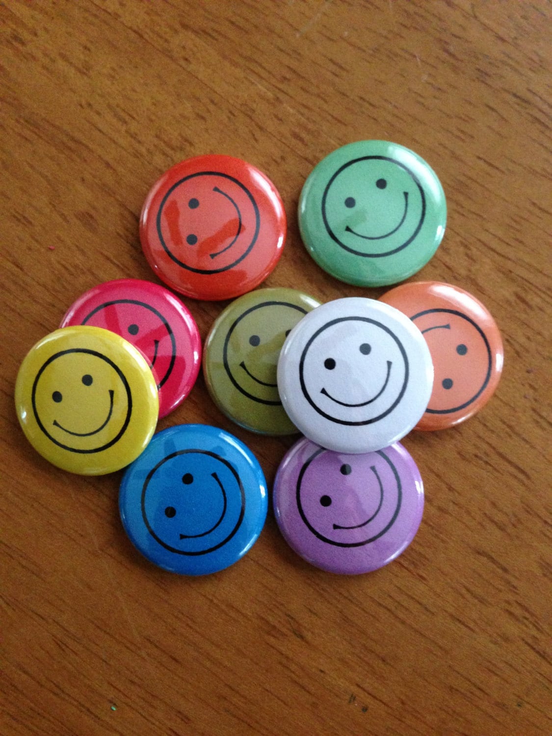Colorful Happy Face Buttons Set of 9 Pinbacks Buttons 1