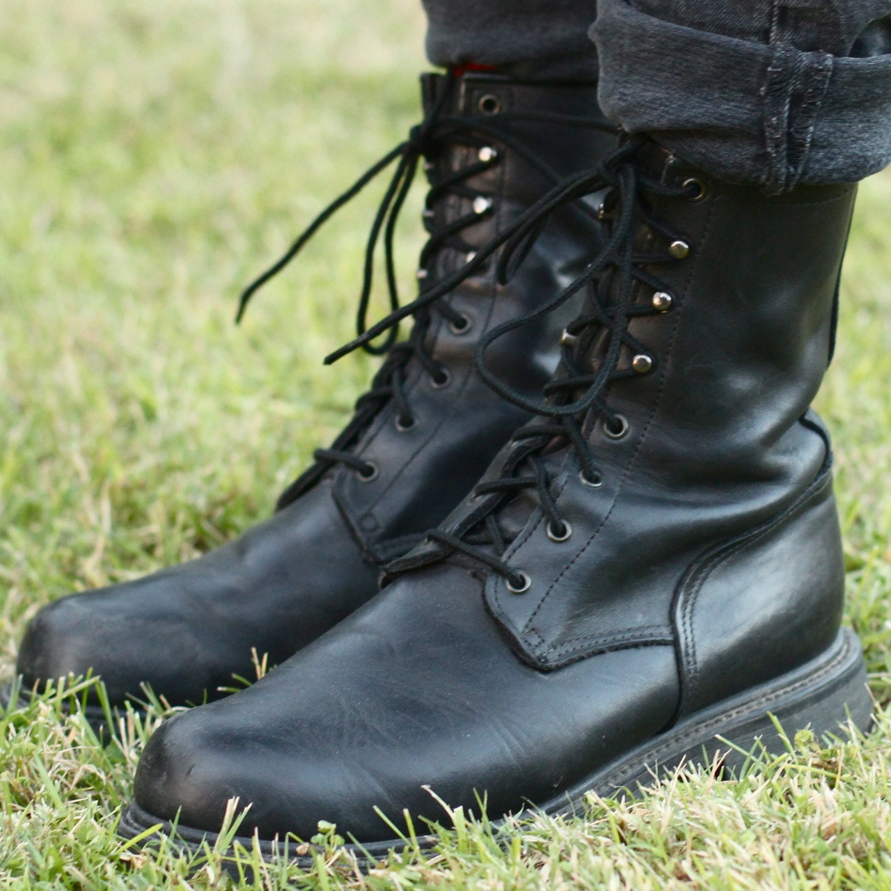 Vintage Red Wing Combat Boots 9 by aglassjar on Etsy