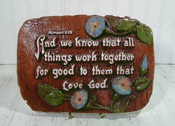 Vintage ChalkWare Prayer Plaque Bible Quotes Plaster Art