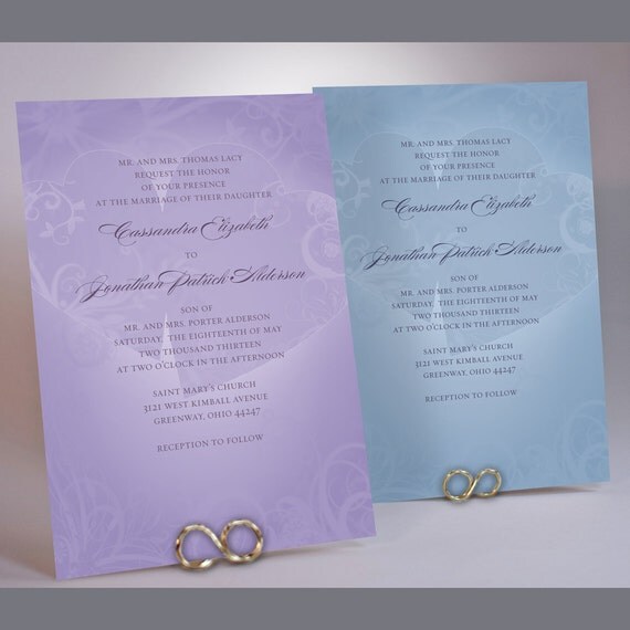 Hearts Wedding Invitation Suite Pastel Colors Modern Design