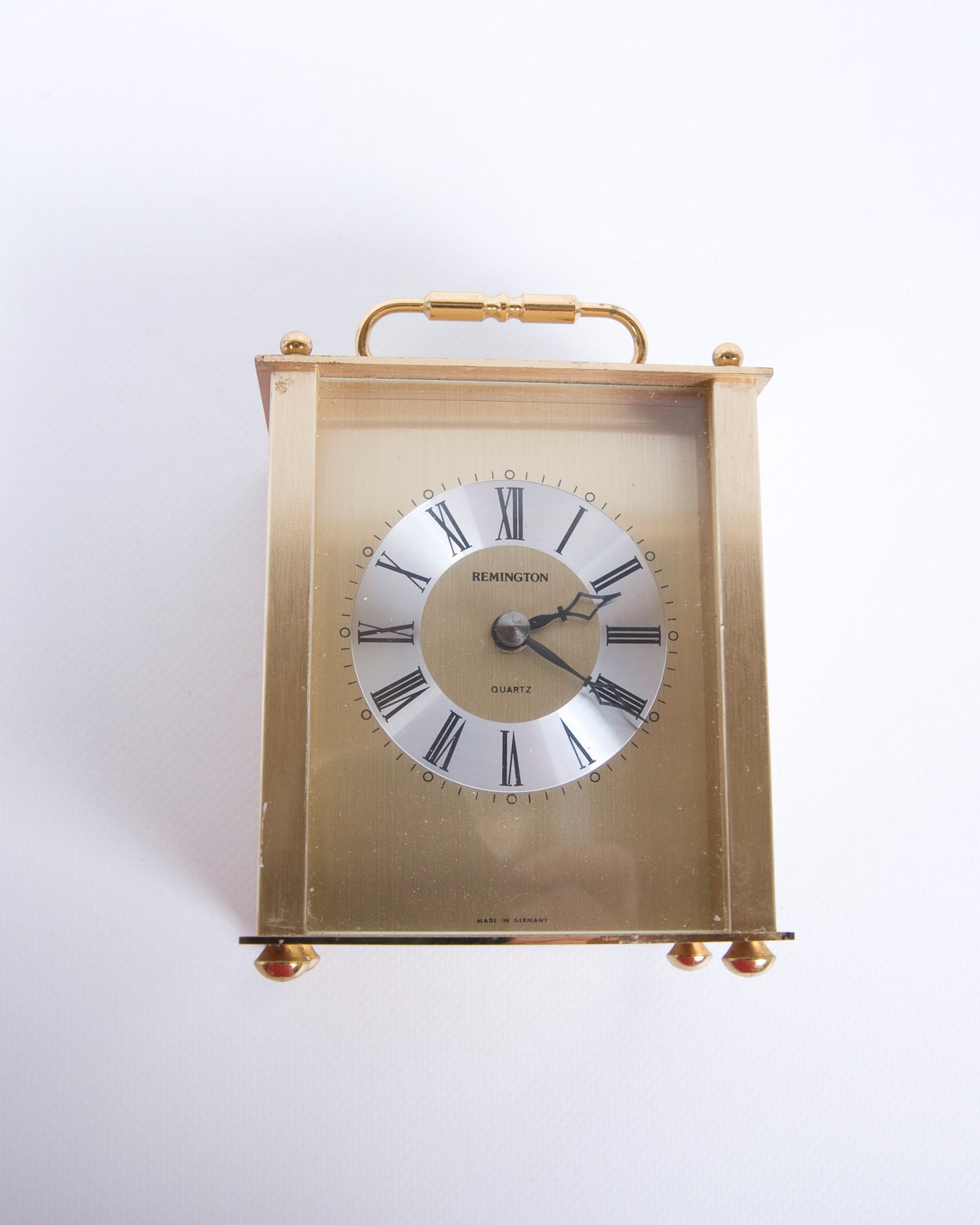 Vintage German Quartz Clock Remington Brass and Gold Mantle