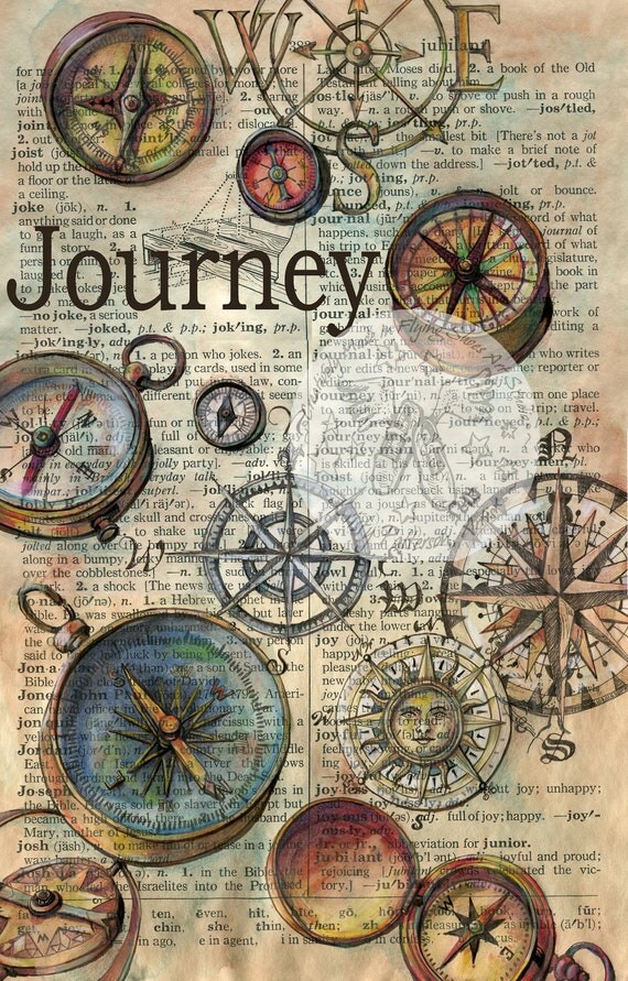 PRINT: Journey drawing on Distressed Parchment