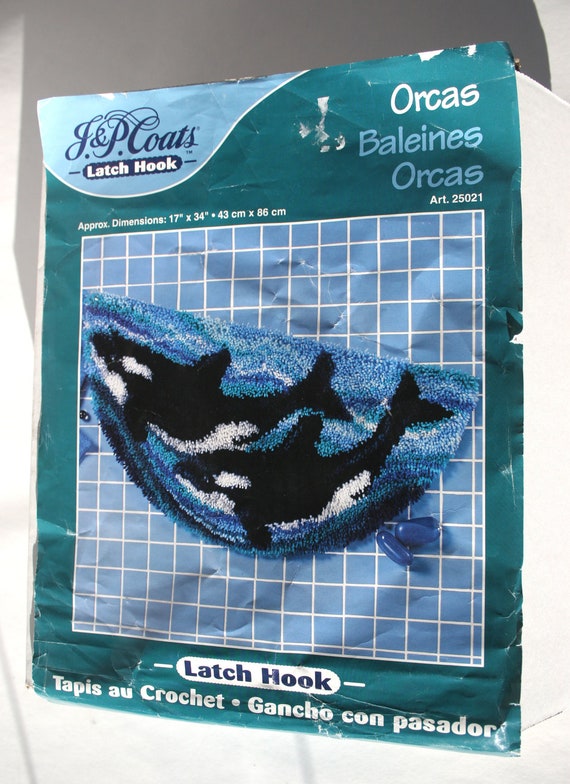 Vintage Latch Hook Art Kit ORCA Killer Whale La Baleines
