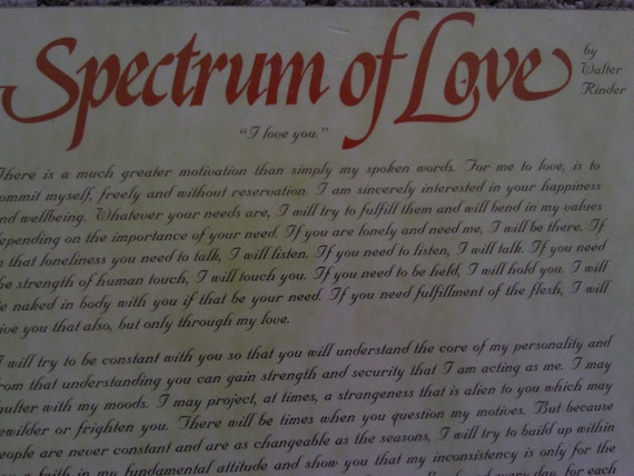 Items similar to Vintage 1970's Walter Rinder Spectrum of Love poster ...