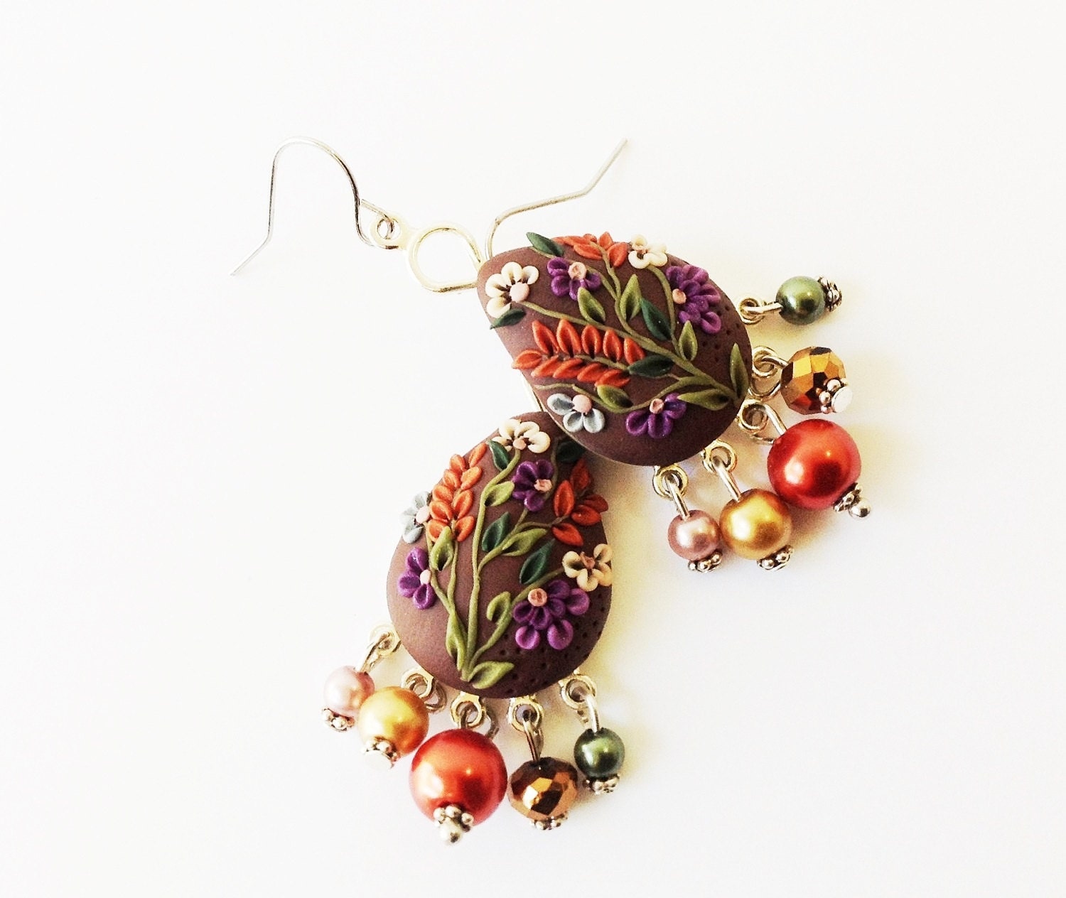 Boho Earringsteardrop Earrings Polymer Clay By Piperpixiedesigns