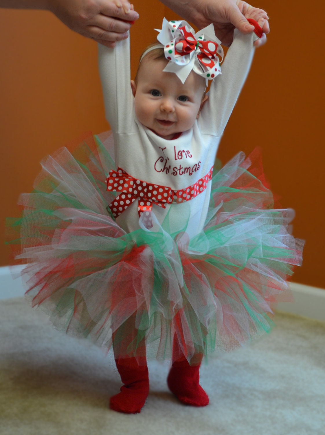 Christmas Tutu Red Green and White Fluffy by diamondprincessbows