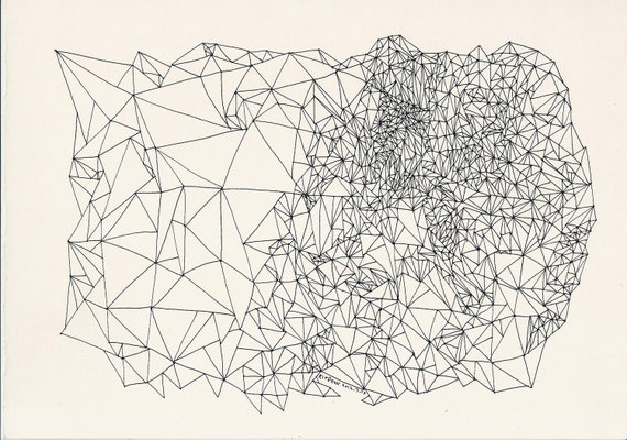 Items similar to original drawing - abstract triangle drawing 2012/7/13 ...