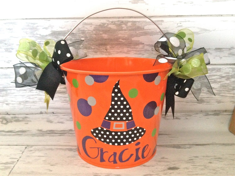 Personalized Custom Halloween Bucket More by monkeyseeboutique