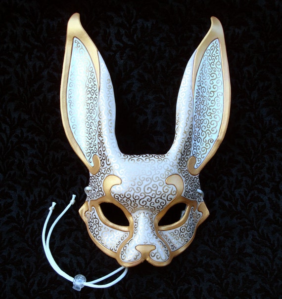 Venetian Rabbit Mask V4... handmade leather rabbit mask