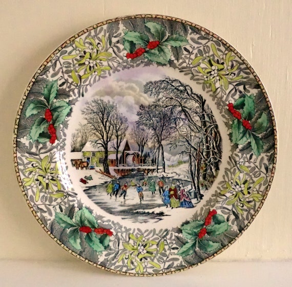 VINTAGE Adams China Winter Scenes PLATE Winter