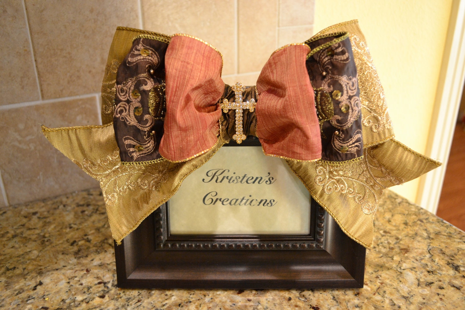 ElegantvRhinestone Cross Frame by kristenscreations on Etsy