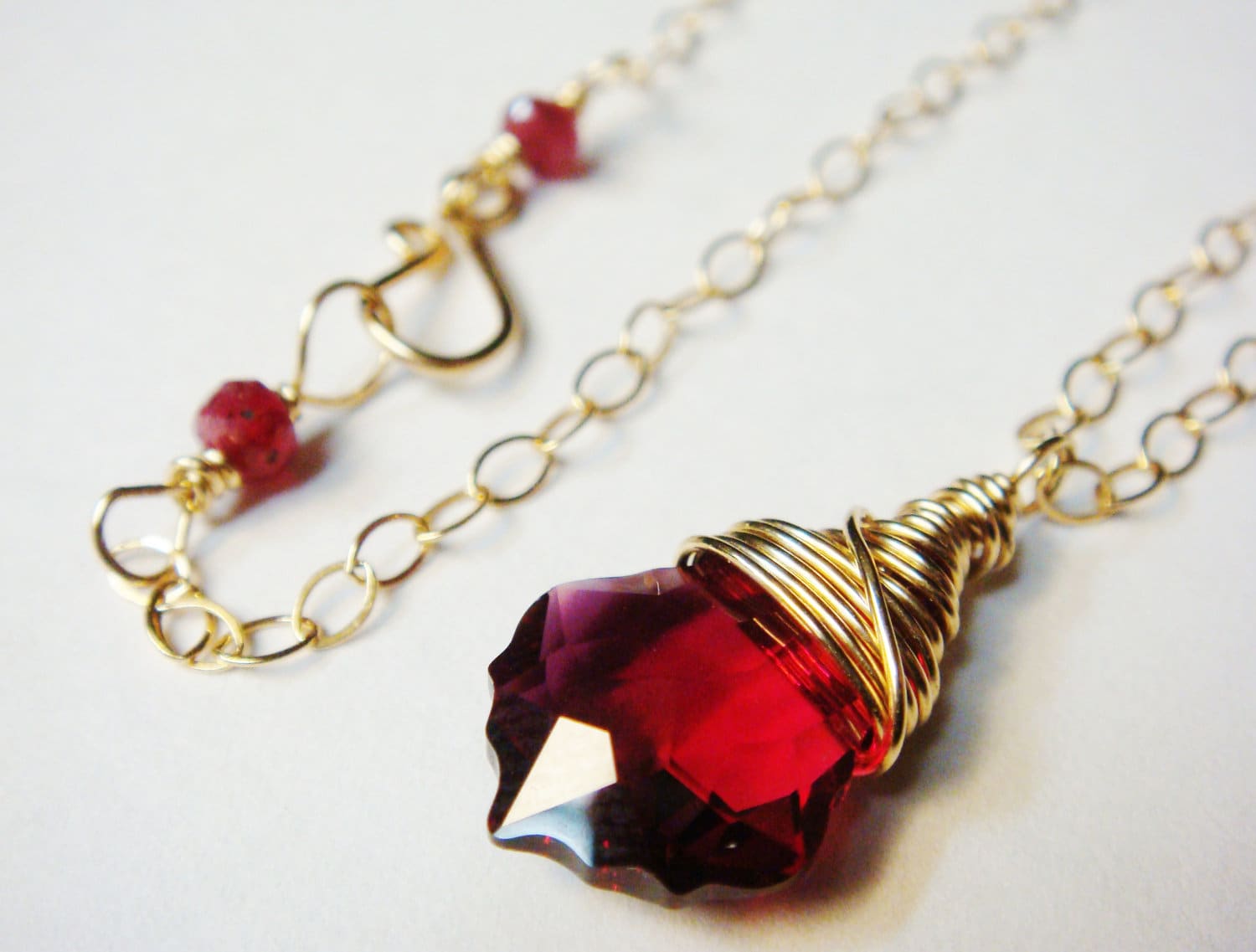 Ruby Necklace Red Necklace Ruby Swarovski Crystal Baroque