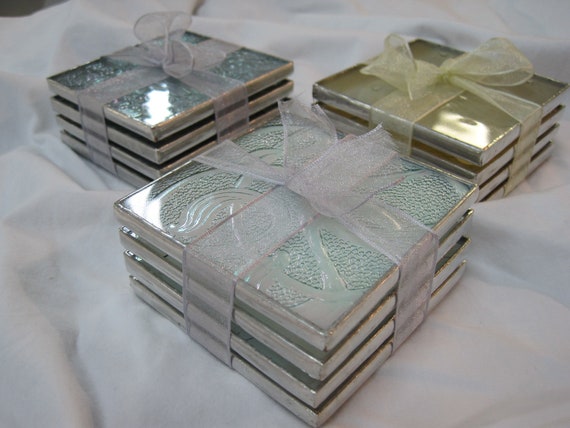 Items similar to Iridescent Stained Glass Coasters on Etsy