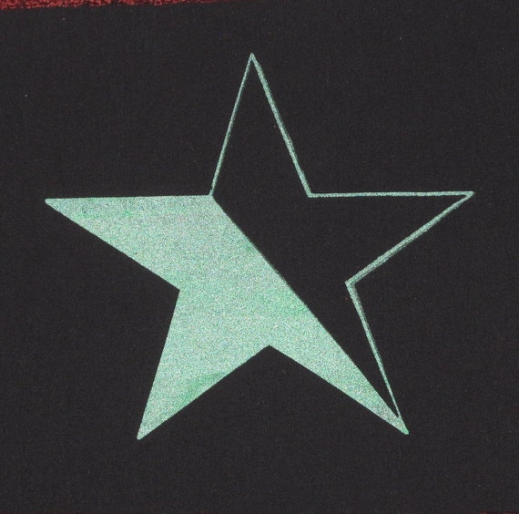 Green Anarchy Patch Star Green on Black Canvas Large Back