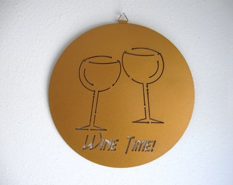 Wine Time Metal Art Wall Decor Sign FREE USA SHIPPING